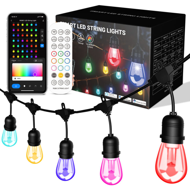 Outdoor String Lights – RGBIC+2700K Warm White, Smart WiFi Dream Color ...