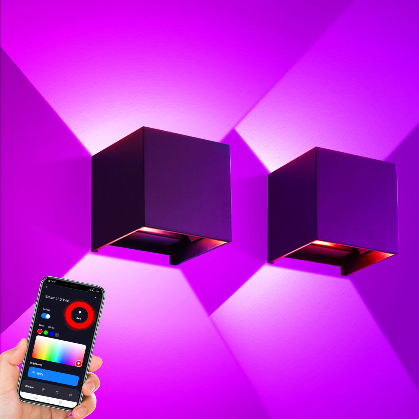 Smart WiFi Outdoor Wall Light Fixture, Beam Angle Adjustable Up and ...