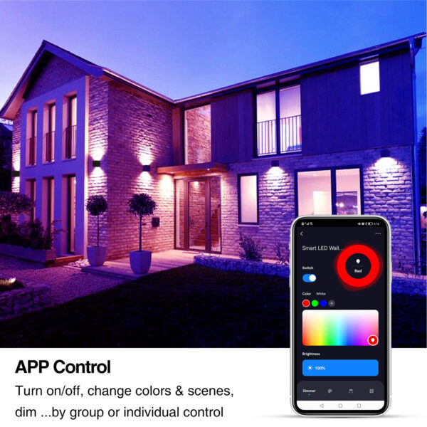 Smart WiFi Outdoor Wall Light Fixture, Beam Angle Adjustable Up and ...