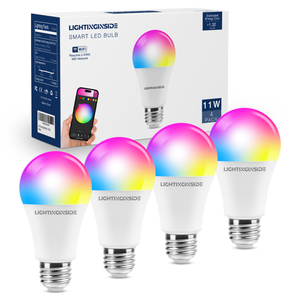 Smart Light Bulbs 100W Equivalent, 11W 1300lm, A19 E26 WiFi Smart Bulb ...