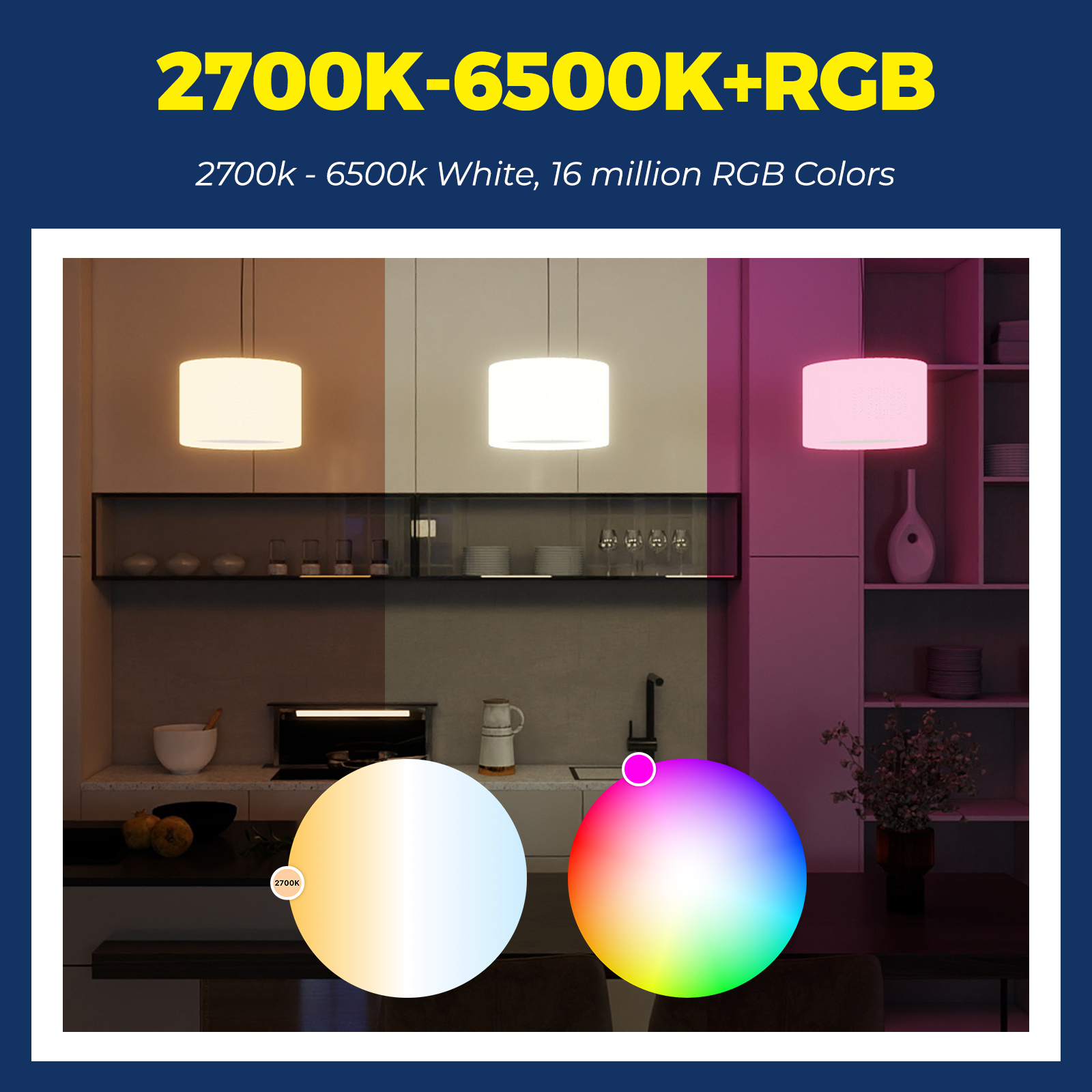 Smart Light Bulbs 60W Equivalent, 9W 800lm, A19 E26 WiFi Smart Bulb ...