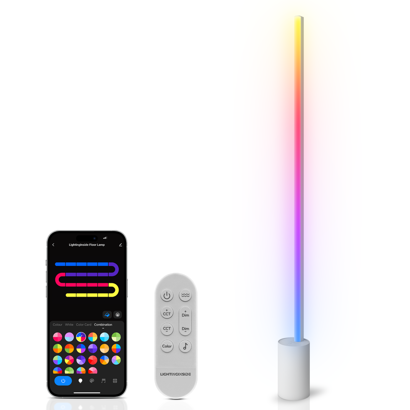 White Floor Lamp with Remote, Smart Corner Floor Lamp, 16 Million DIY ...